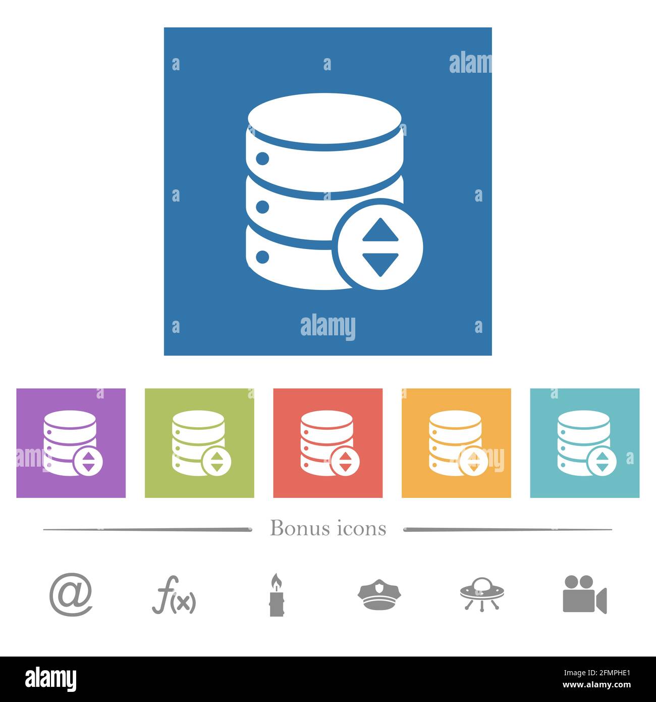 Adjust database value flat white icons in square backgrounds. 6 bonus ...