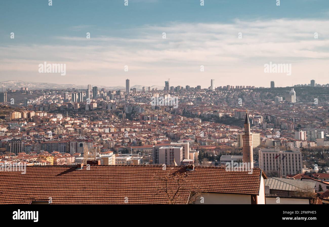 Aerial panoramic view of the cityscape of Ankara, Turkey seen from ...