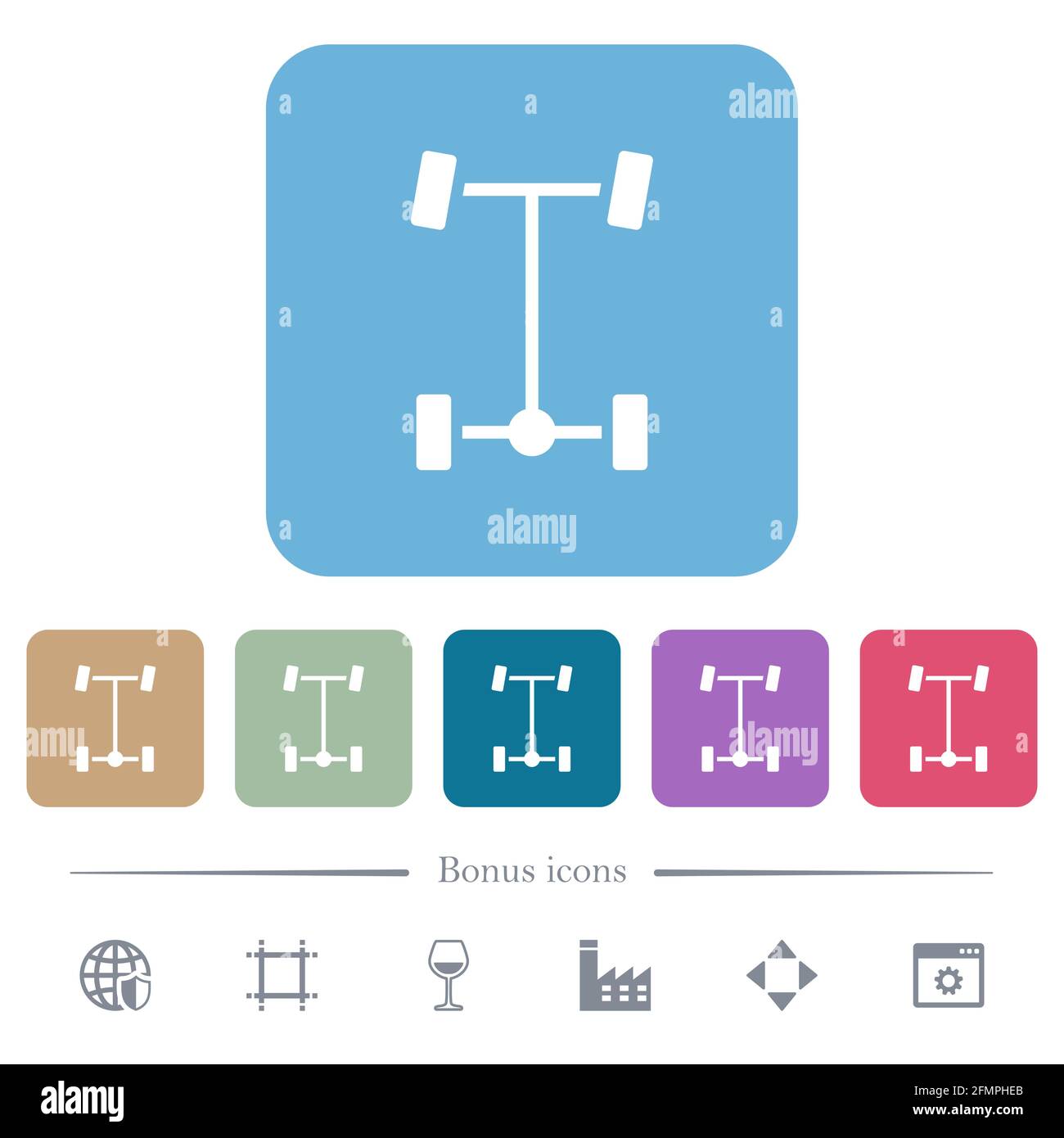 Rear differential white flat icons on color rounded square backgrounds ...