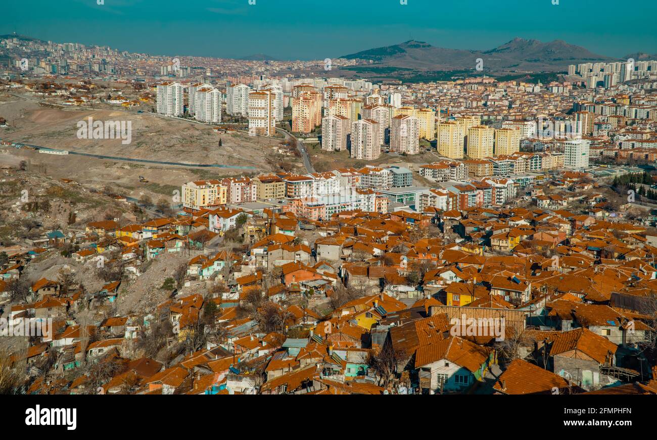 Aerial panoramic view of the cityscape of Ankara, Turkey seen from ...