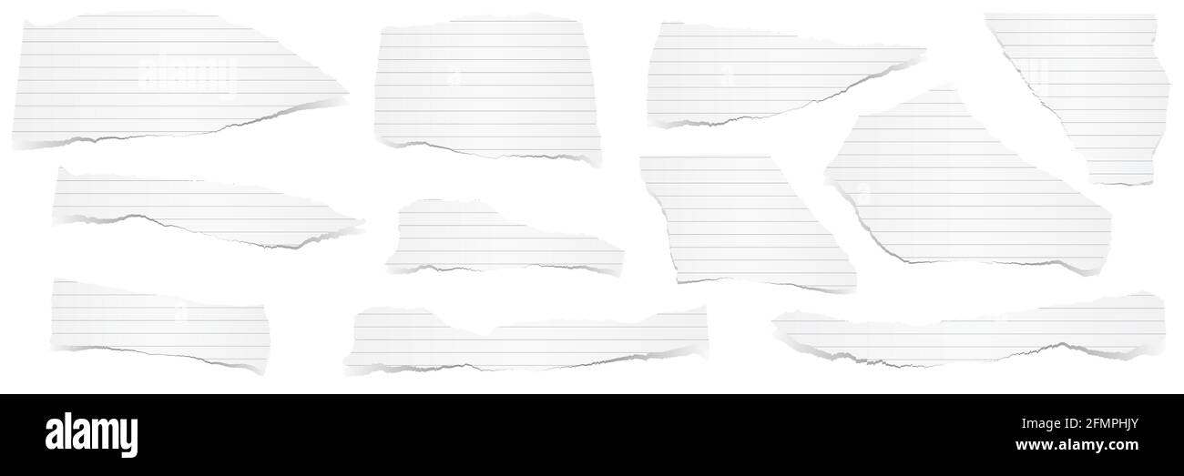 collection of white lined scraps of papers with shadows Stock Vector ...