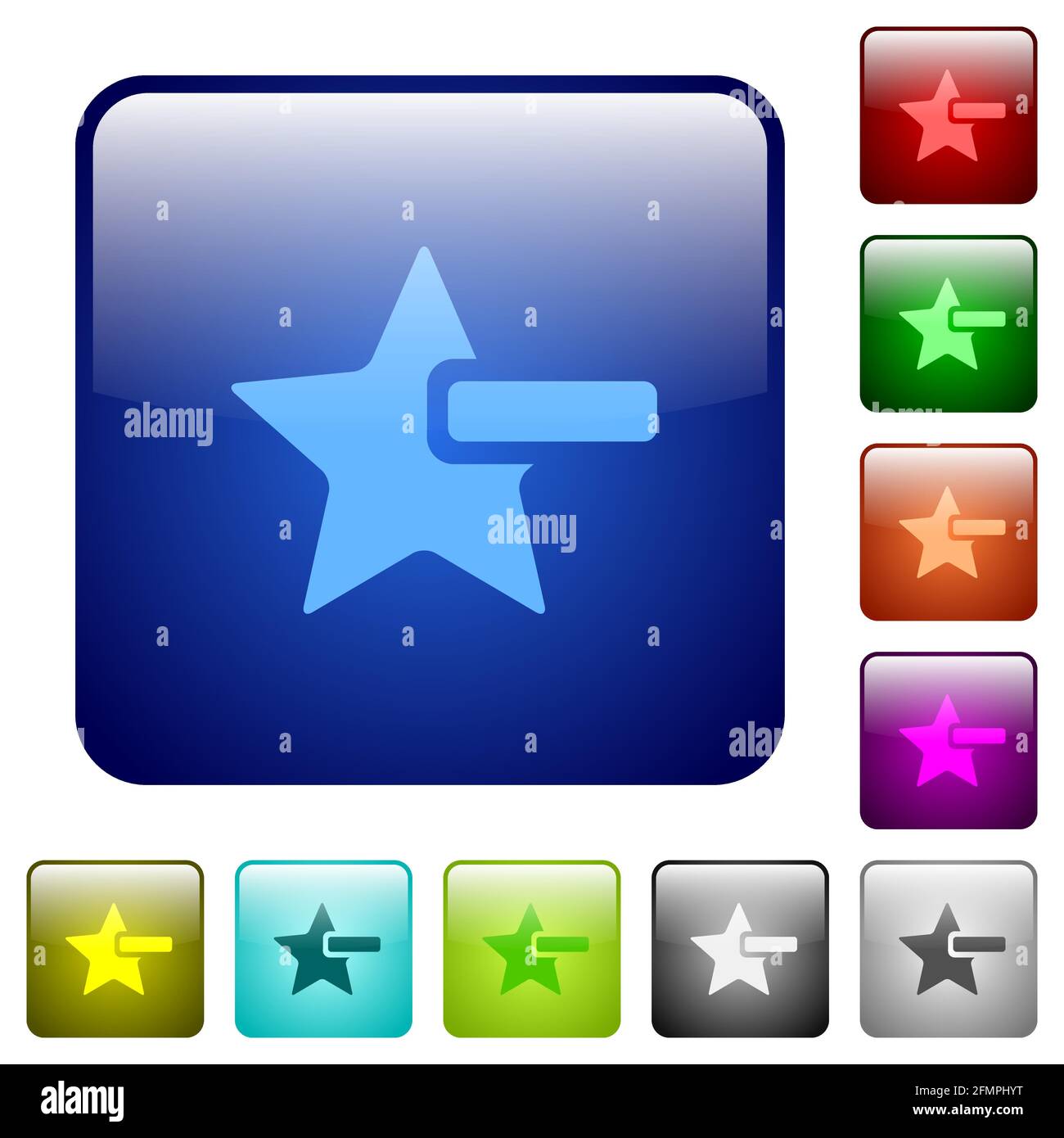 Remove star icons in rounded square color glossy button set Stock Vector Image & Art - Alamy