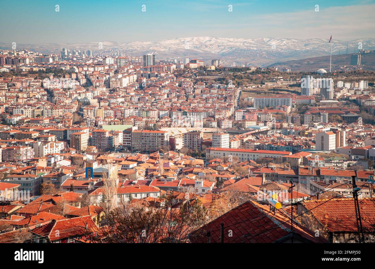 Aerial panoramic view of the cityscape of Ankara, Turkey seen from ...