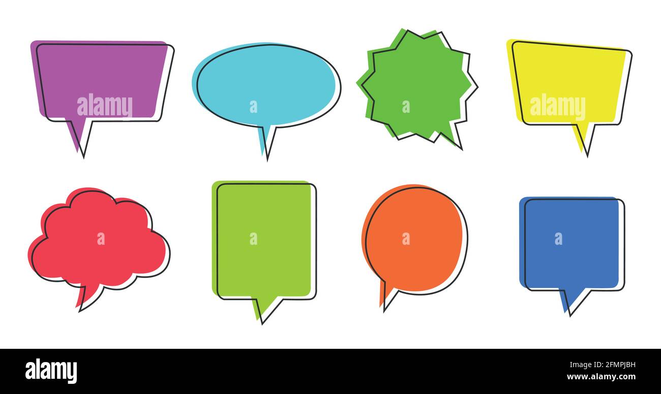 Speech Bubbles Set of Inverted Rectangle Distorted Circle Blank shapes ...