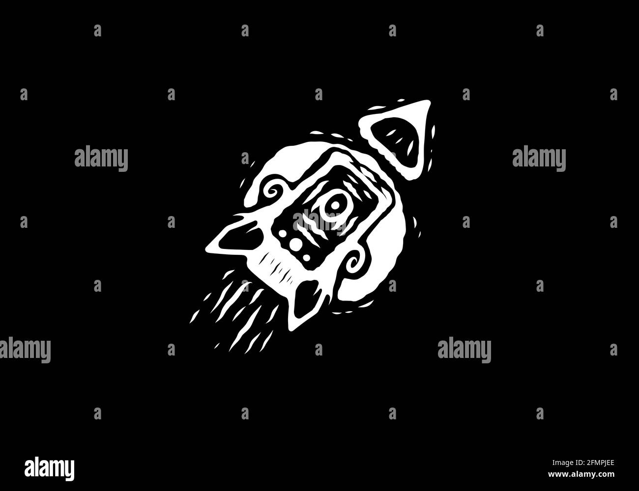 Abstract line art illustration drawing of flying rocket design Stock ...