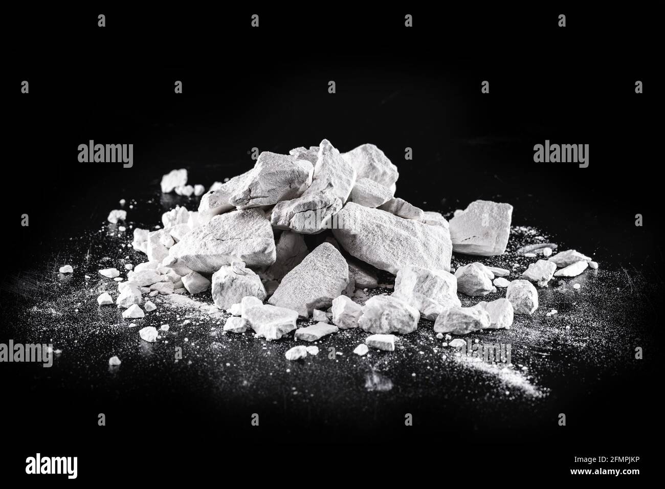 Calcium and Magnesium stones, black background. Called virgin lime or ...