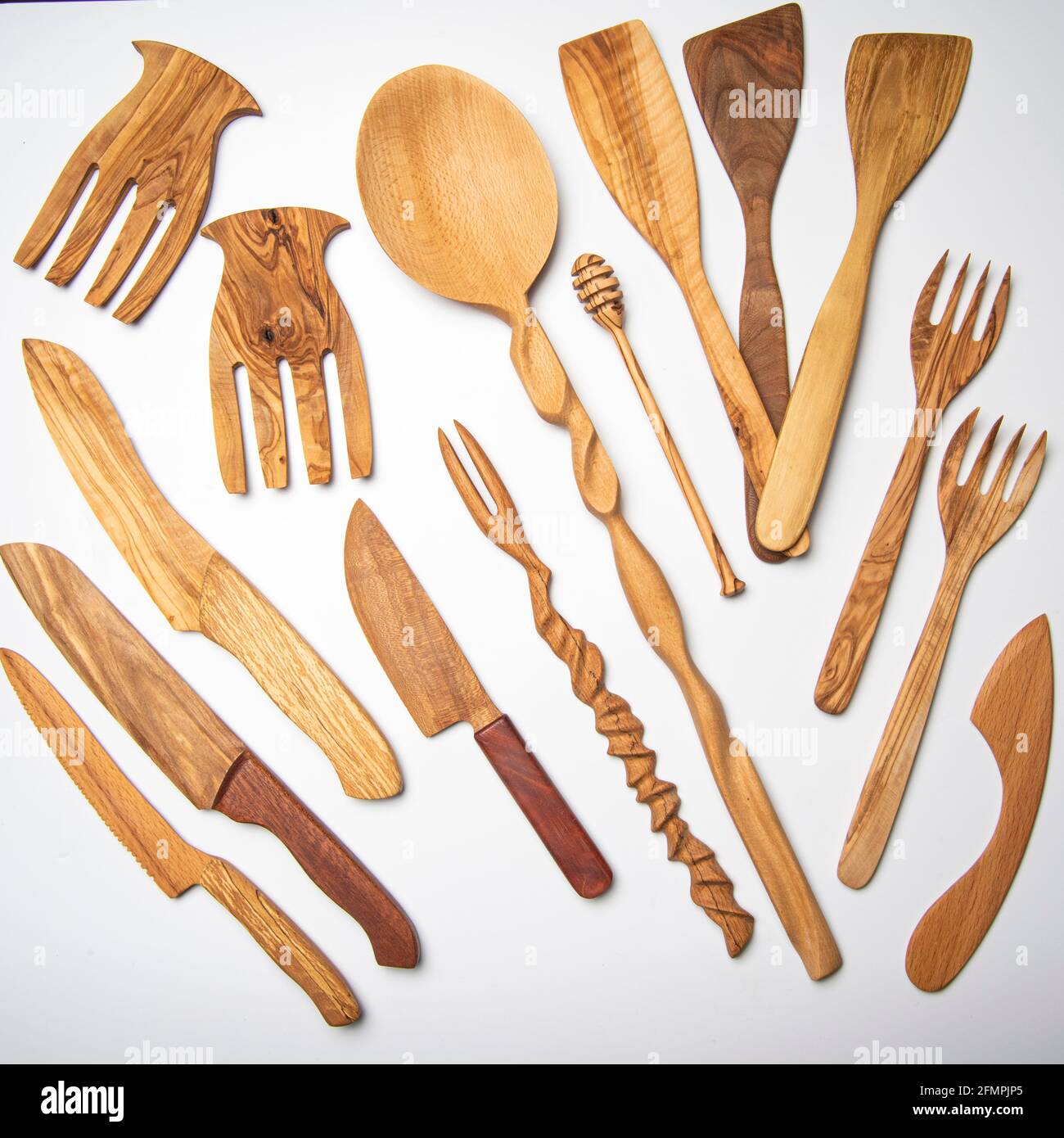 hand carved kitchen tools in the kitchen Stock Photo - Alamy