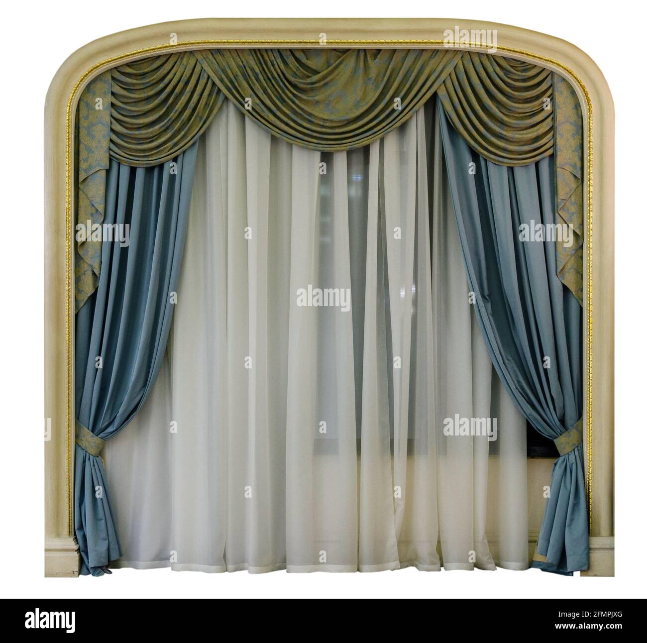 Golden luxury curtains and draperies interior decoration design ...