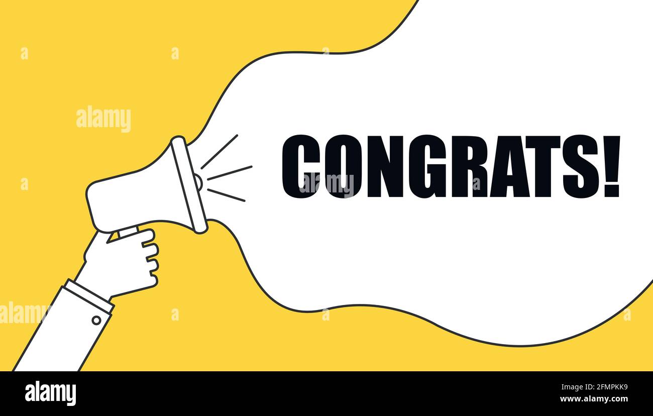 Congrats text megaphone text speech hi-res stock photography and images ...
