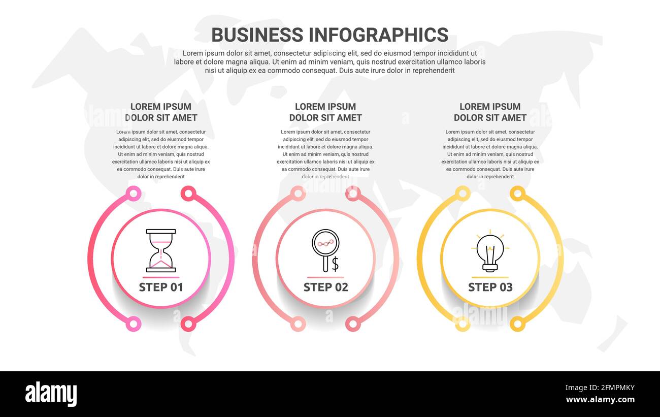 Vector flat infographic template with three circles, elements, sectors ...