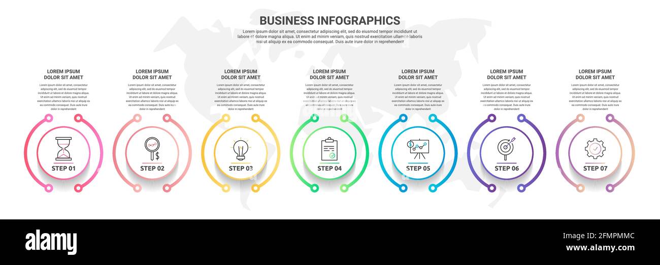Vector infographics seven circles. Business concept of 7 steps, options ...