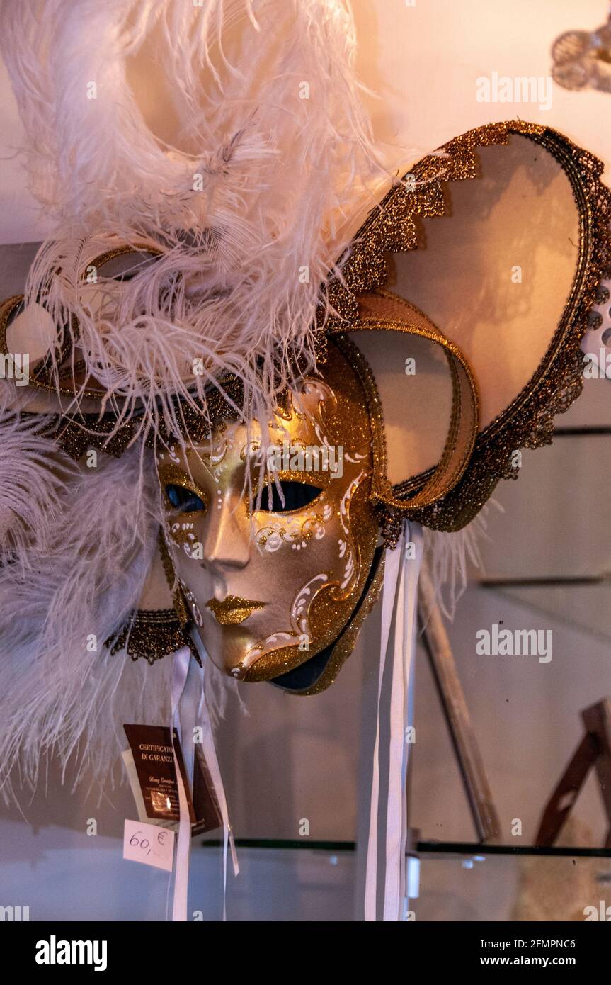 A display of Masquerade Ball Masks and Venetian Masks on sale in the ...