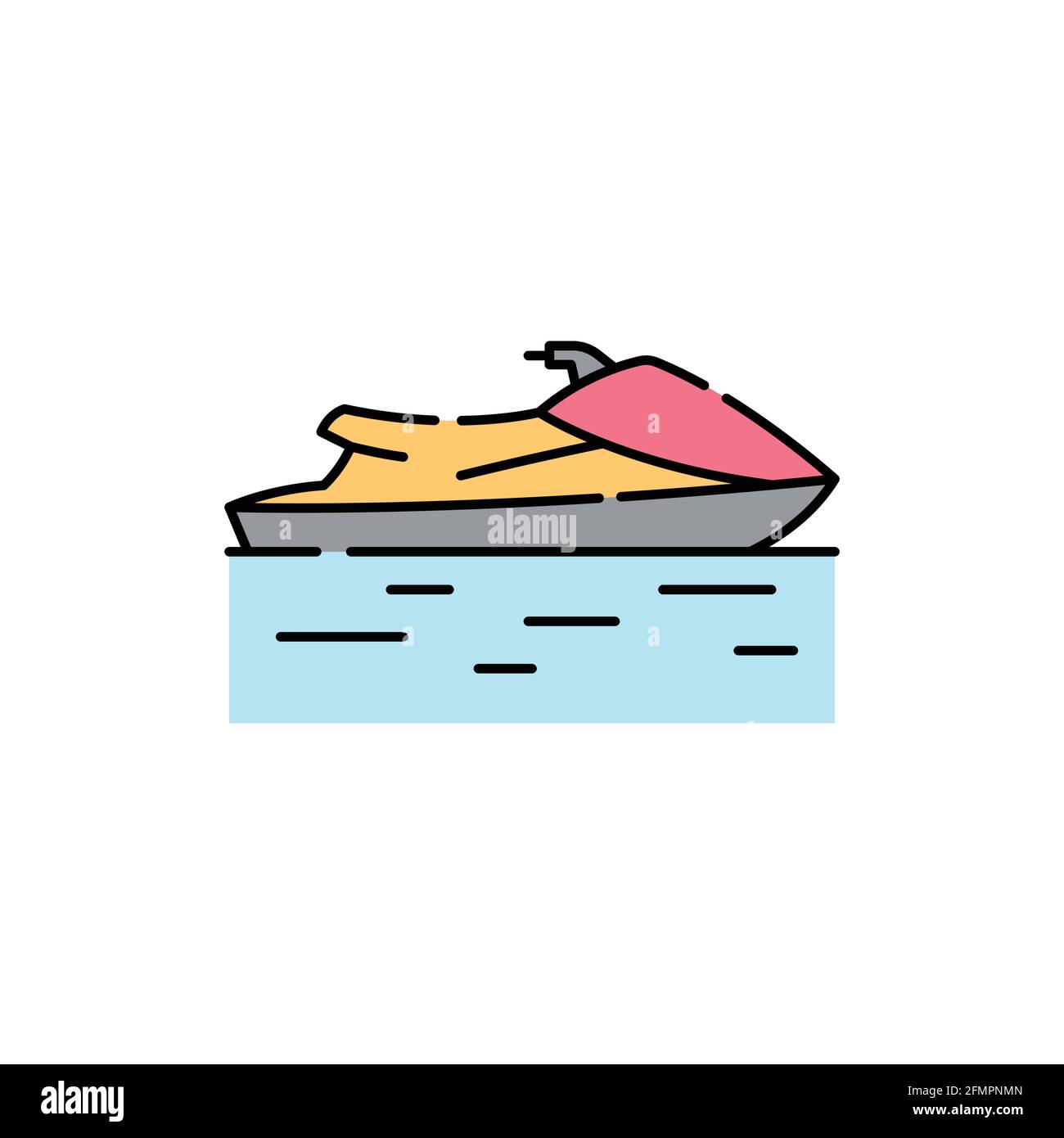 Jet Ski color line icon. Isolated vector element. Outline pictogram for ...
