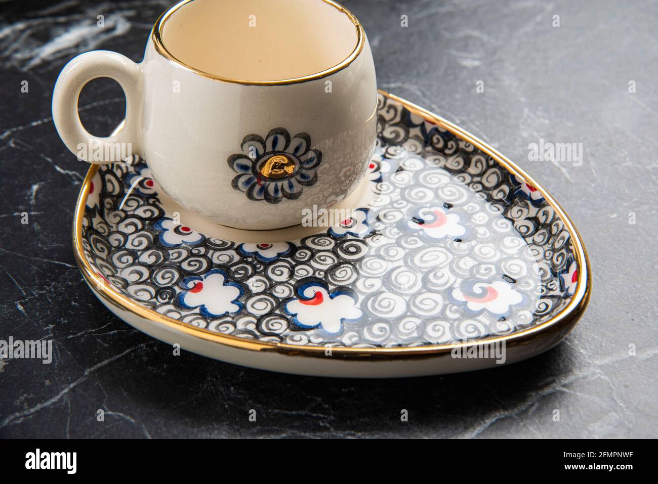 Turkish coffee cup on design with traditional colors Stock Photo - Alamy