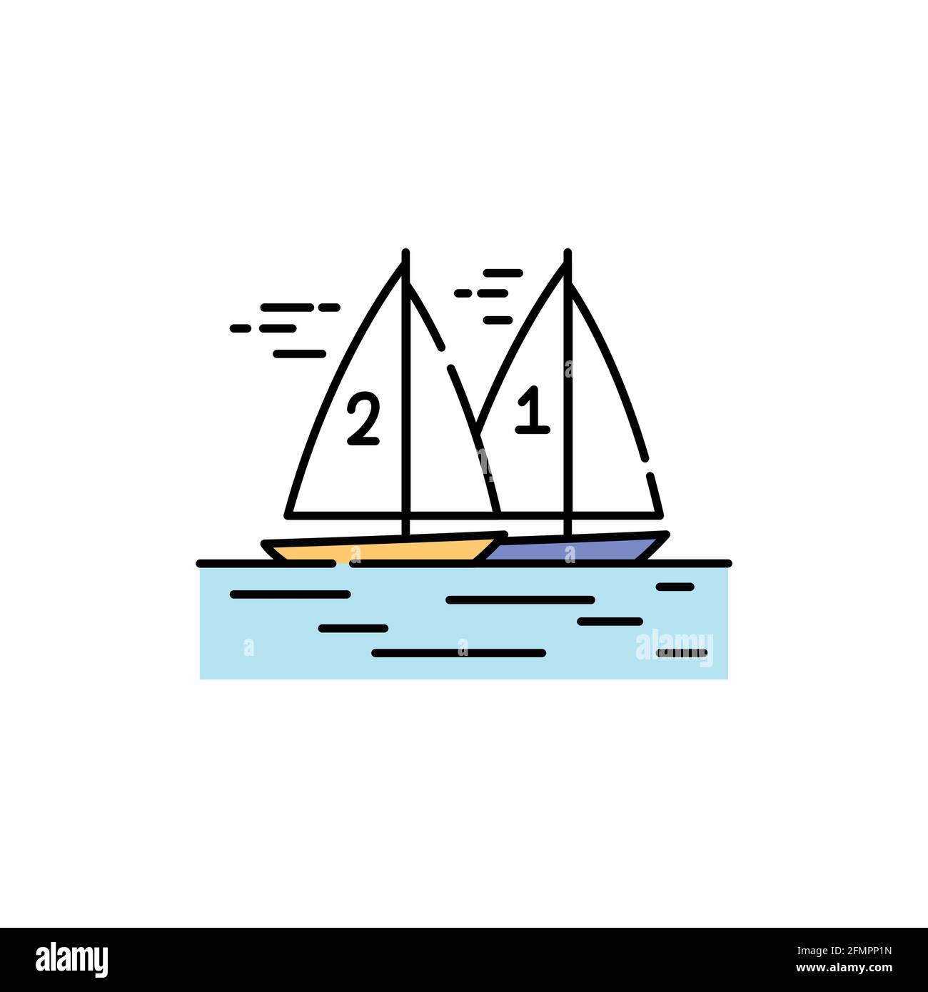 Sailing color line icon. Isolated vector element. Outline pictogram for ...