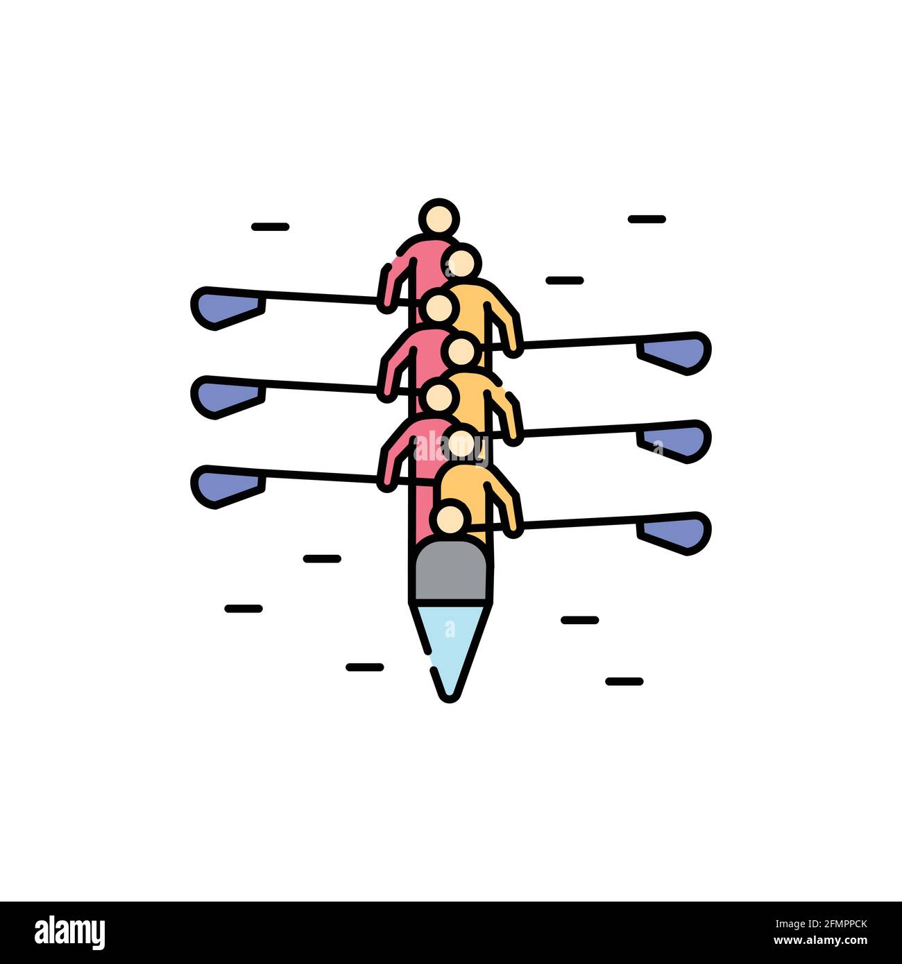 Sweep Rowing color line icon. Isolated vector element. Outline ...