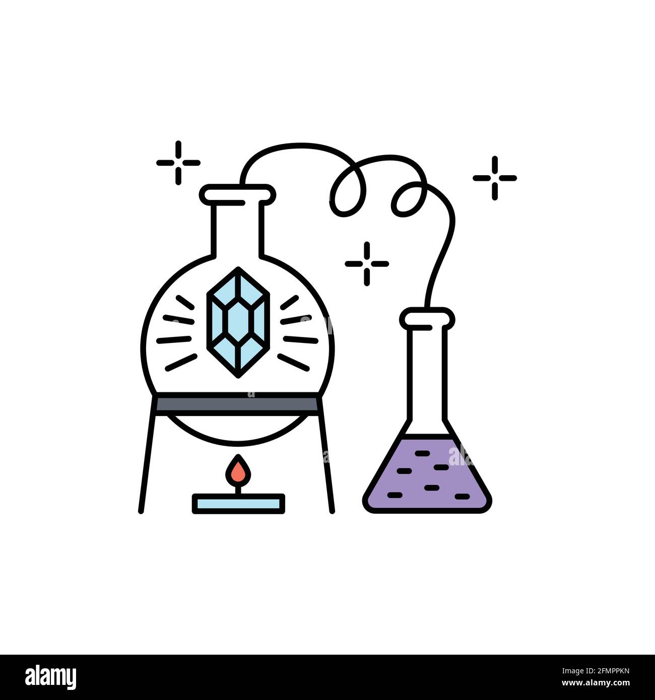 Alchemy color line icon. Isolated vector element. Outline pictogram for ...