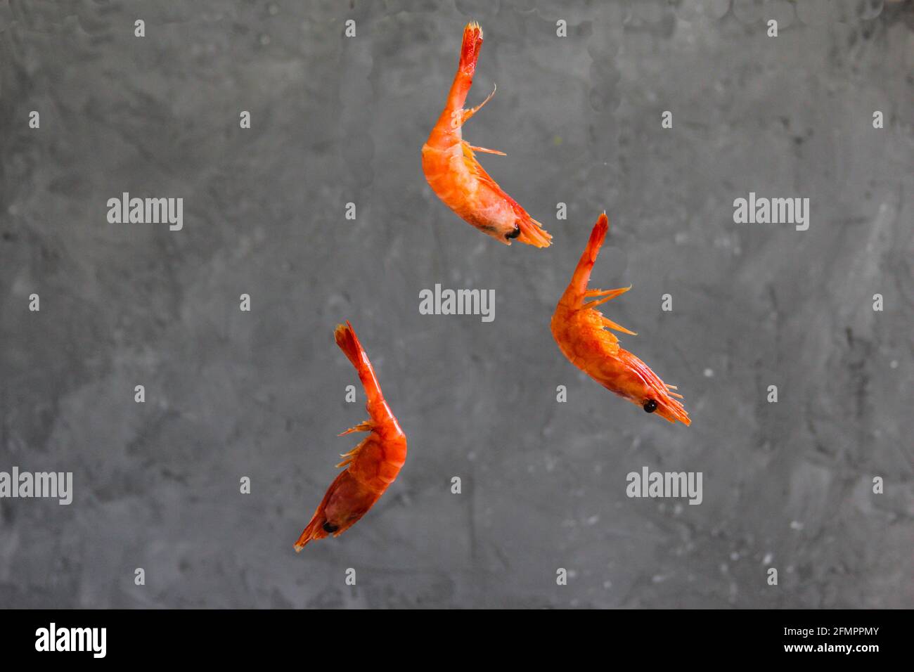 Flying prawns on a dark background. Shrimps are falling in a pile Stock ...