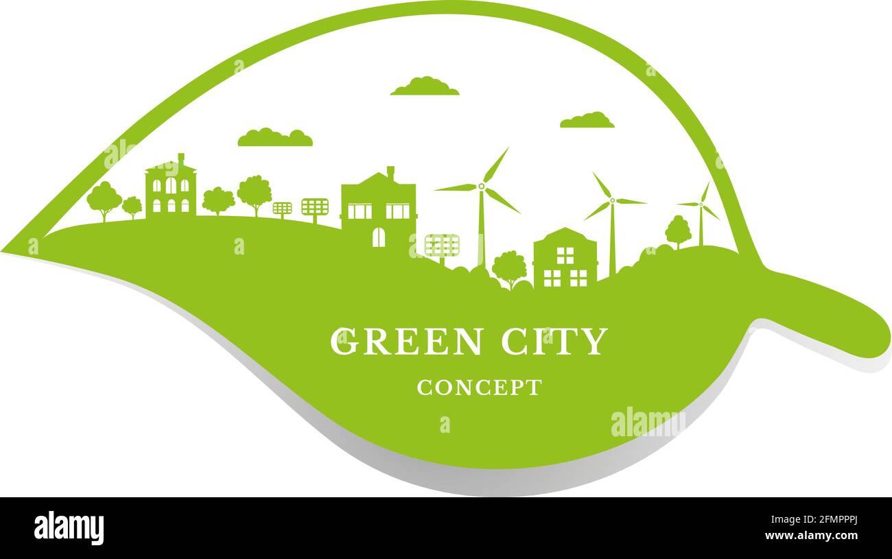 Ecological city and environment conservation. Concept green city with ... Ecological city and environment conservation. Concept green city with ...