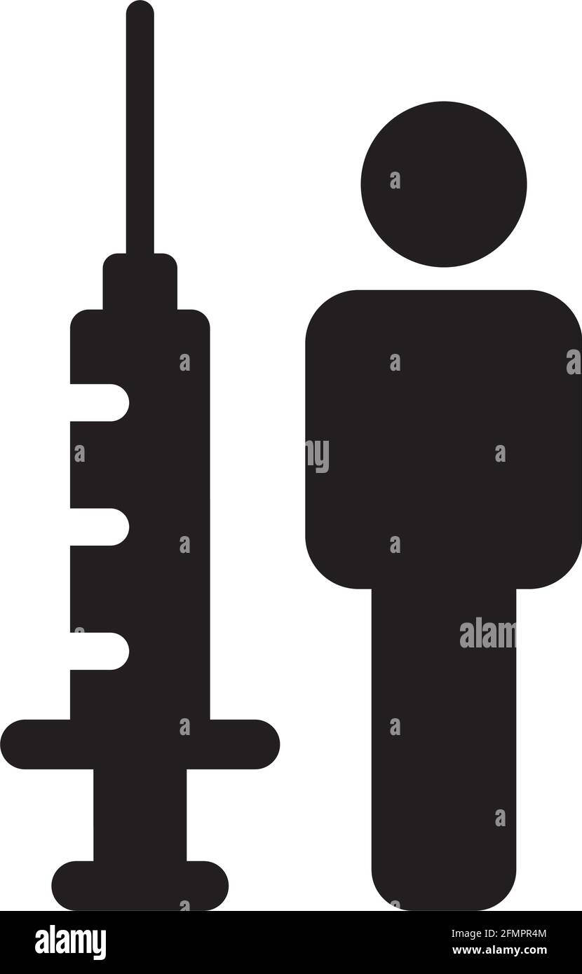 Vaccination icon vector with vaccine injection syringe male person ...
