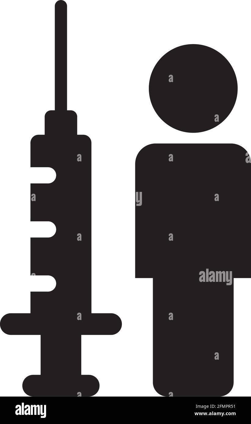 Vaccination icon vector with vaccine injection syringe male person ...