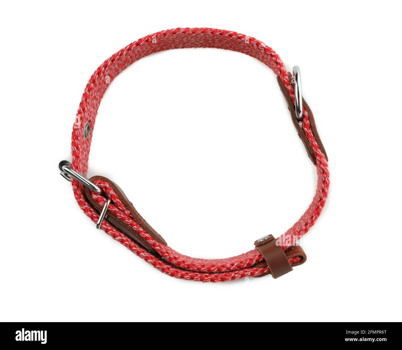 Red pet collar isolated on white background Stock Photo - Alamy