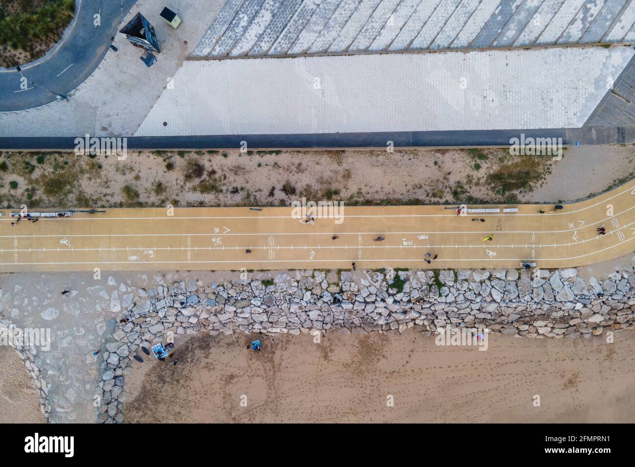 Aerial view of a footpath in Costa da Caparica, Setubal, Portugal Stock ...