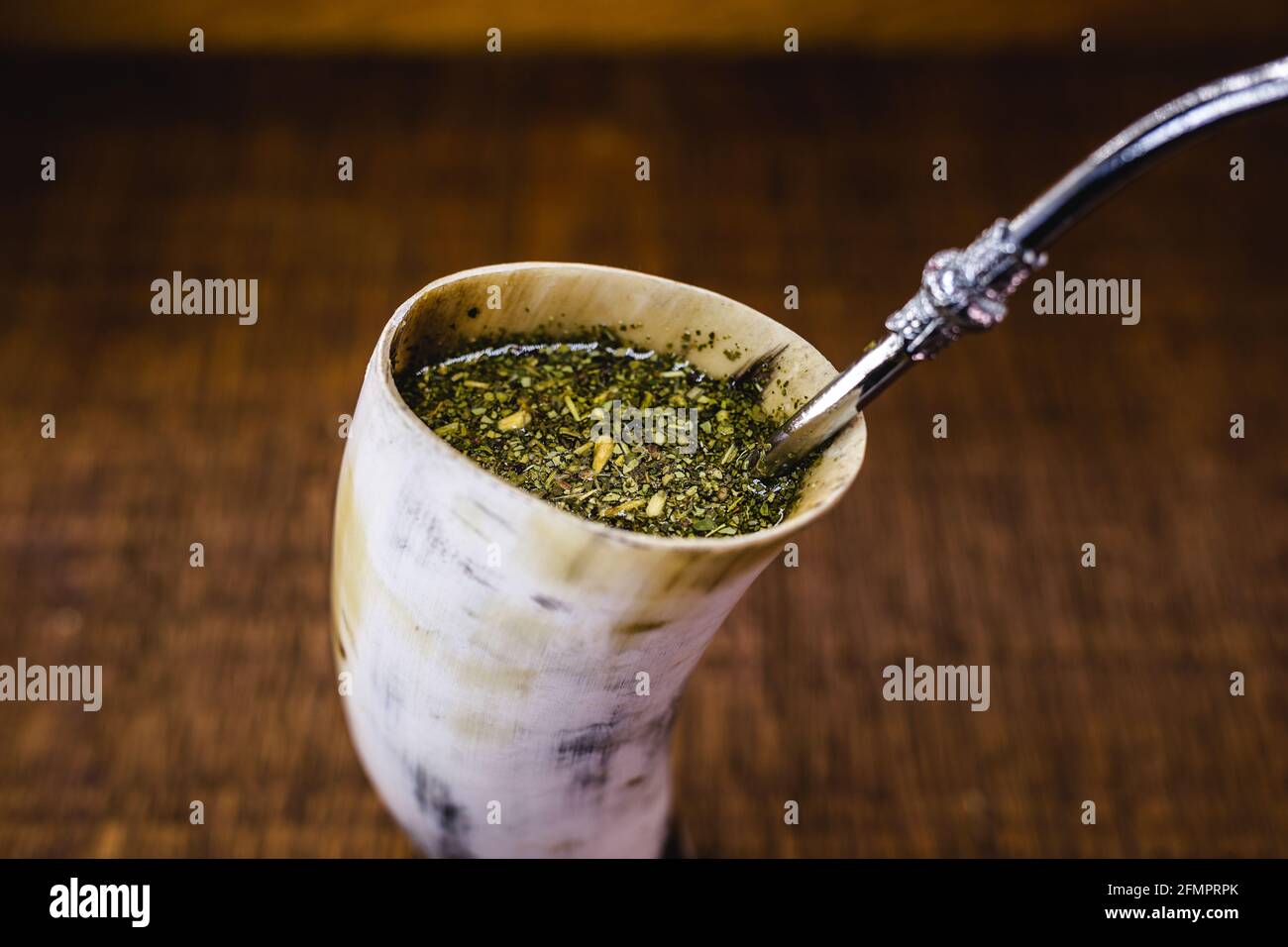 terere, yerba mate drink typical of south america, served in an ...