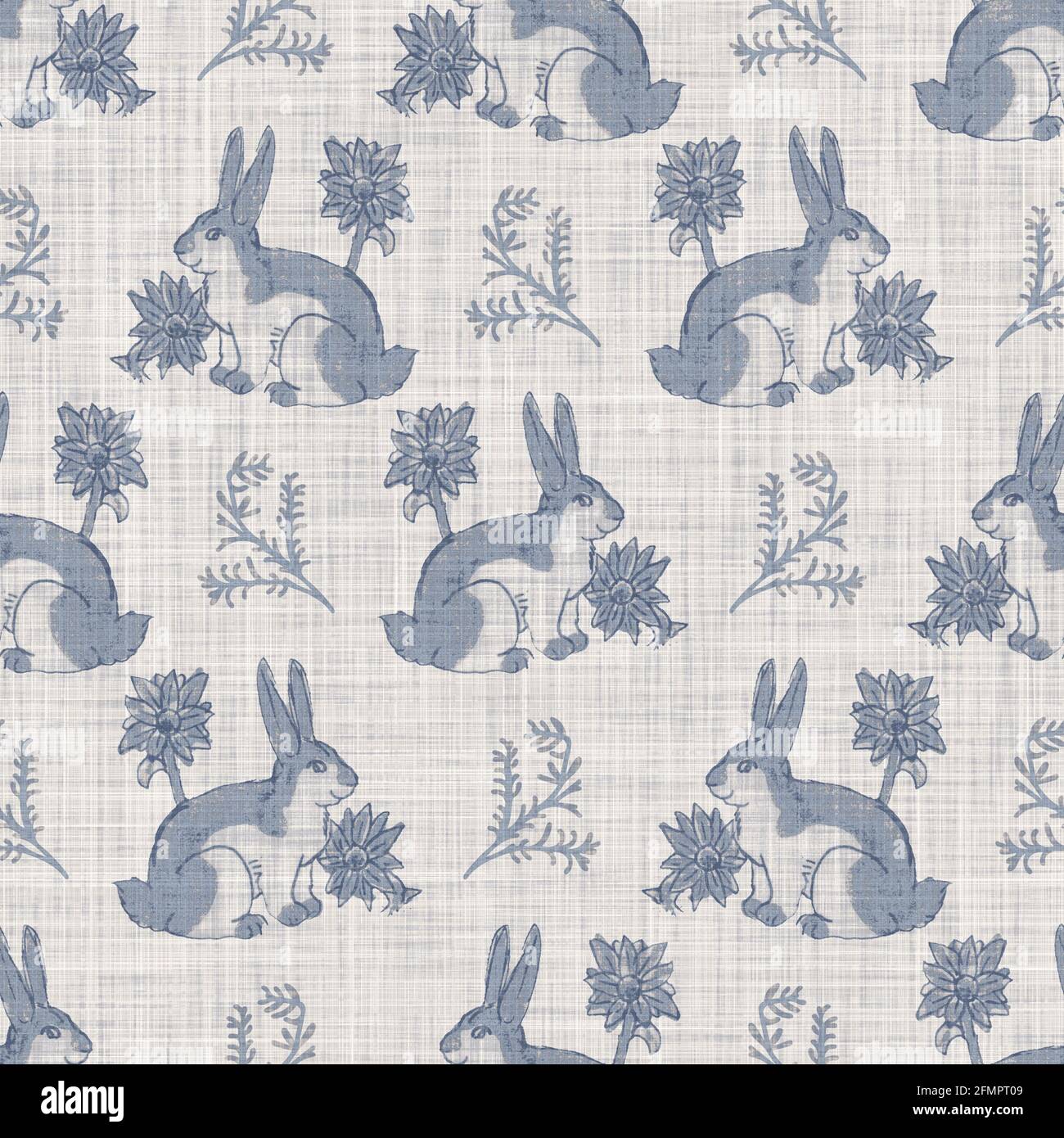 Watercolor cute spring rabbit motif background. Hand painted earthy ...