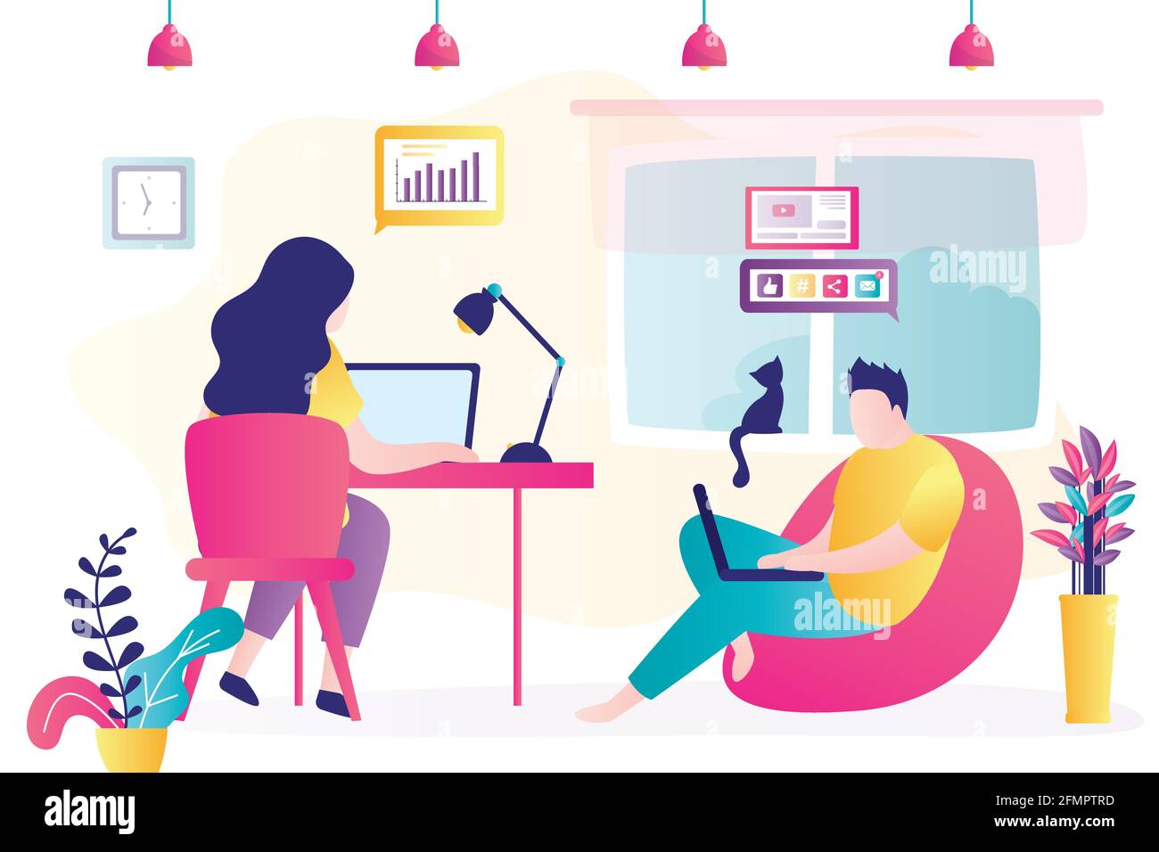 Teleworking vector vectors hi-res stock photography and images - Alamy