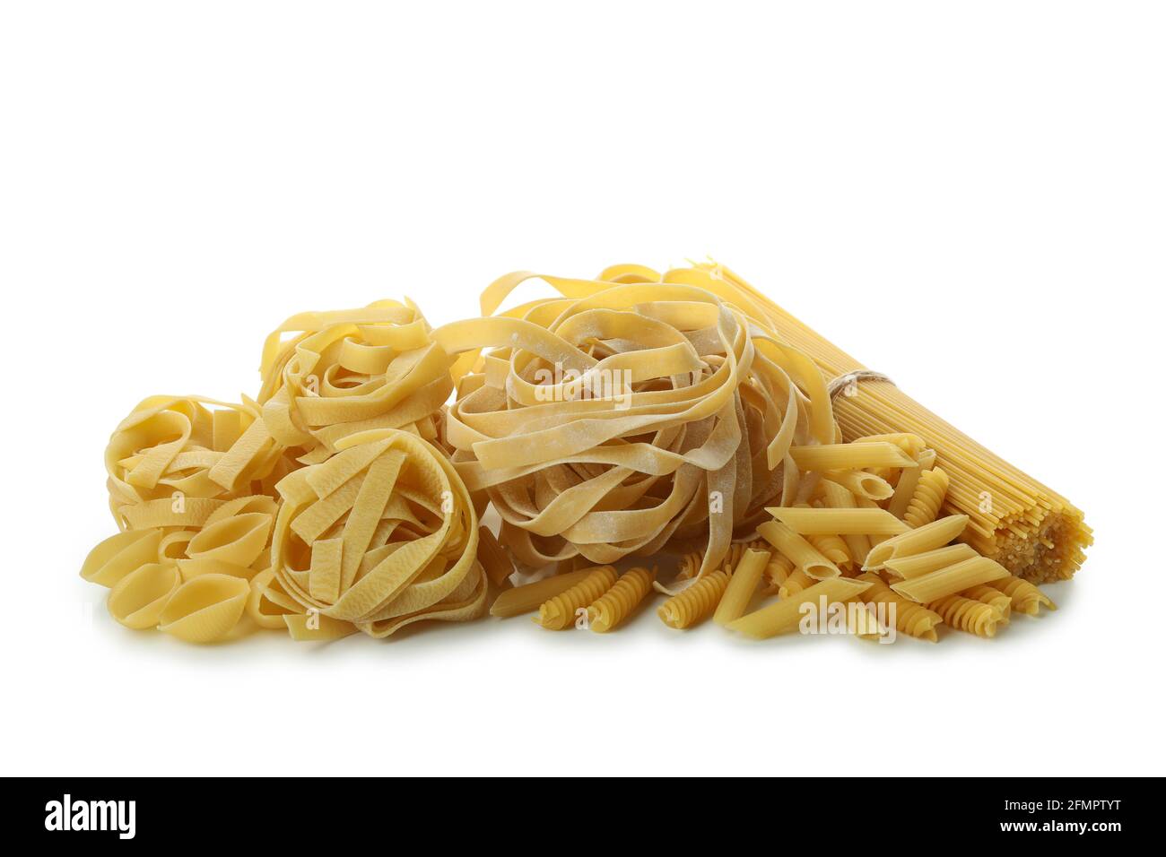 Uncooked raw pasta isolated on white background Stock Photo - Alamy