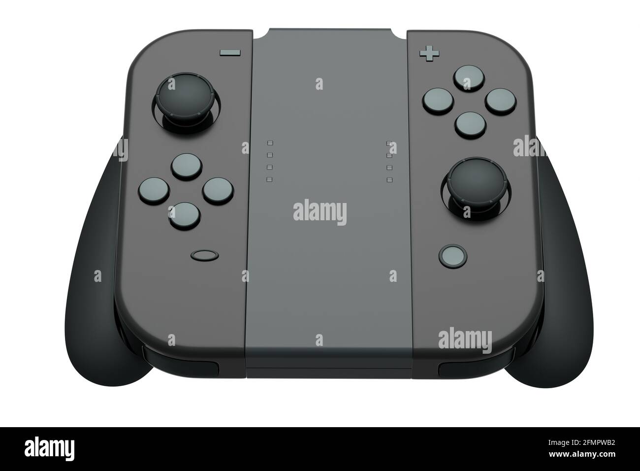 Portable video game controllers attached to touch screen on white ...