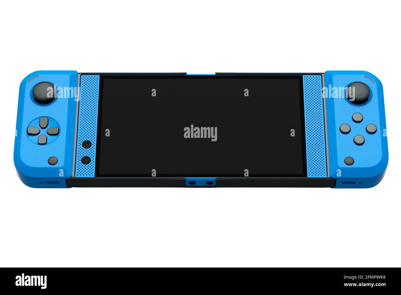 Realistic video game controllers attached to mobile phone on white ...