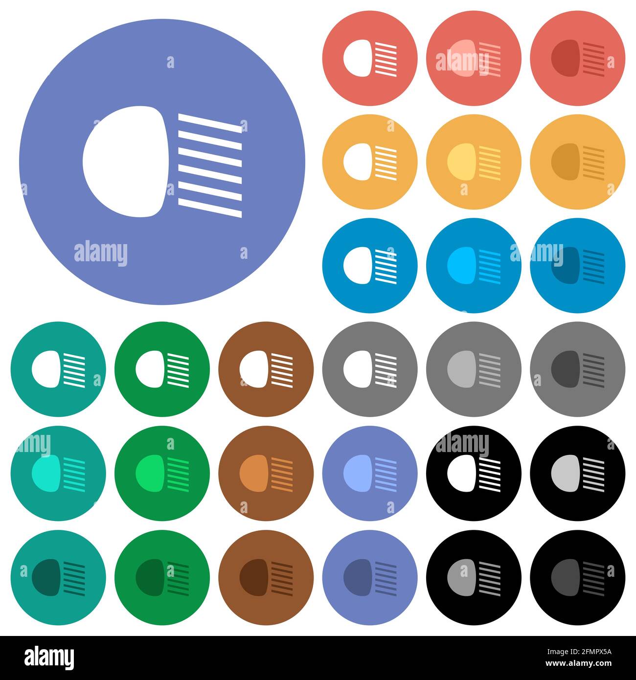 Dipped beam lights multi colored flat icons on round backgrounds ...