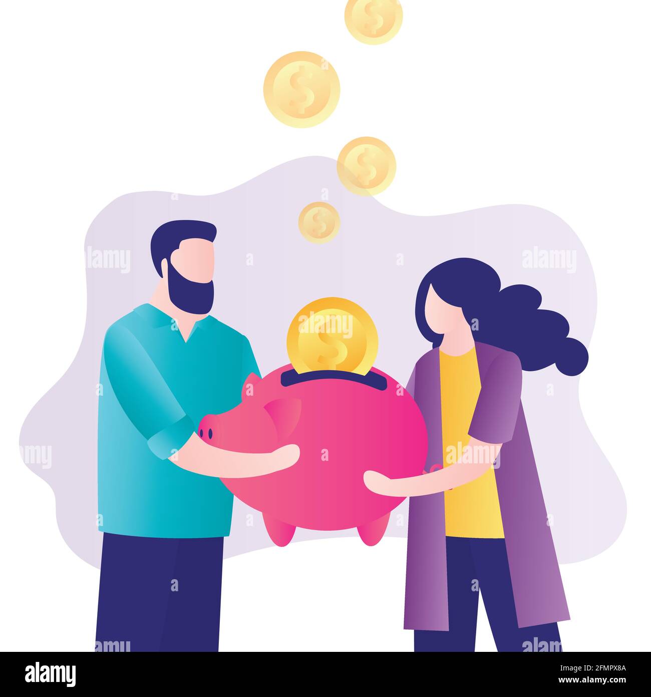 Couple piggy bank coin Stock Vector Images - Alamy