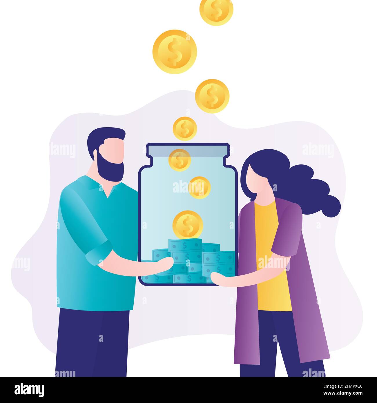 Money management concept. Business people invest money in new startup ...