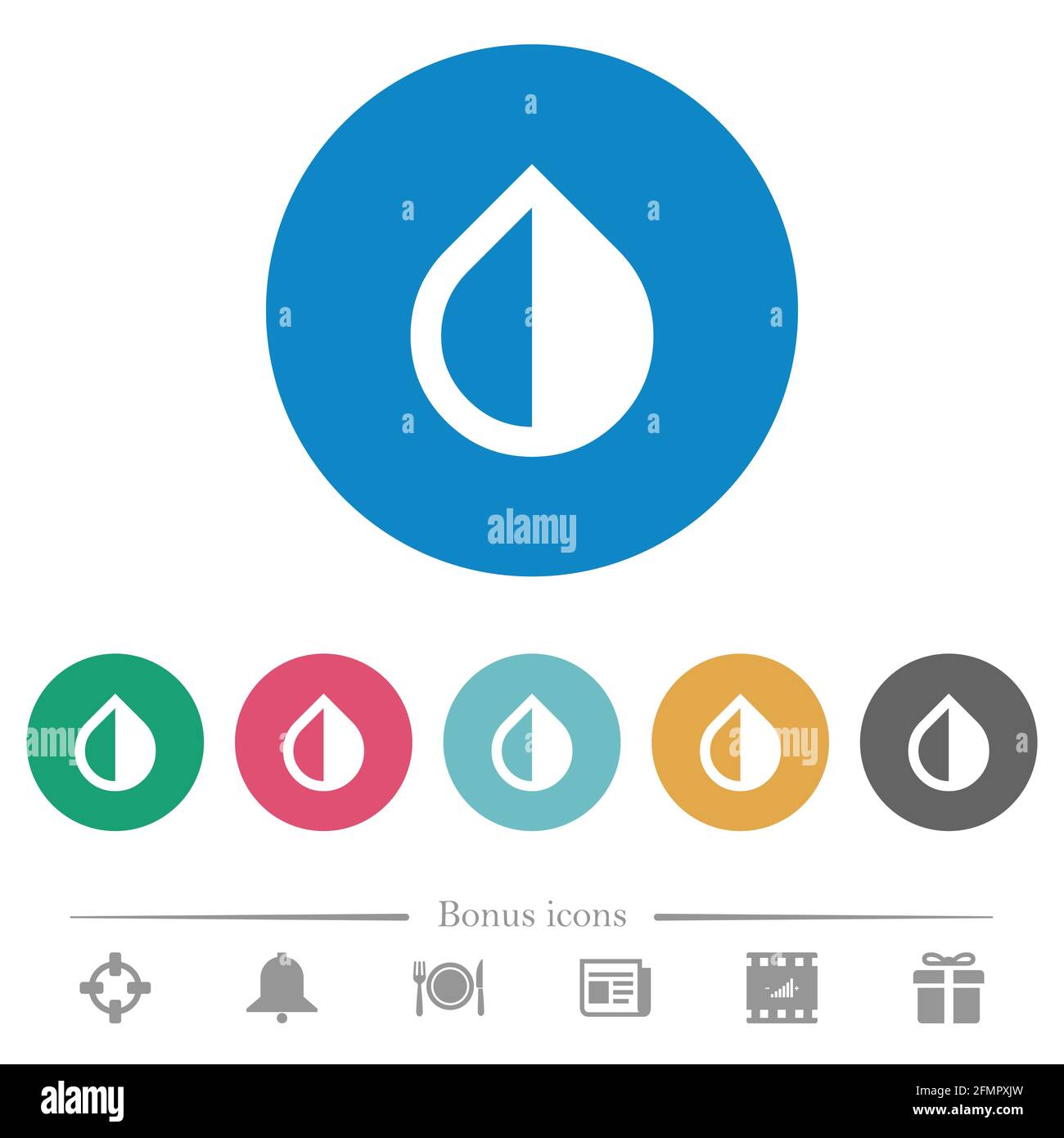 Invert colors flat white icons on round color backgrounds. 6 bonus ...