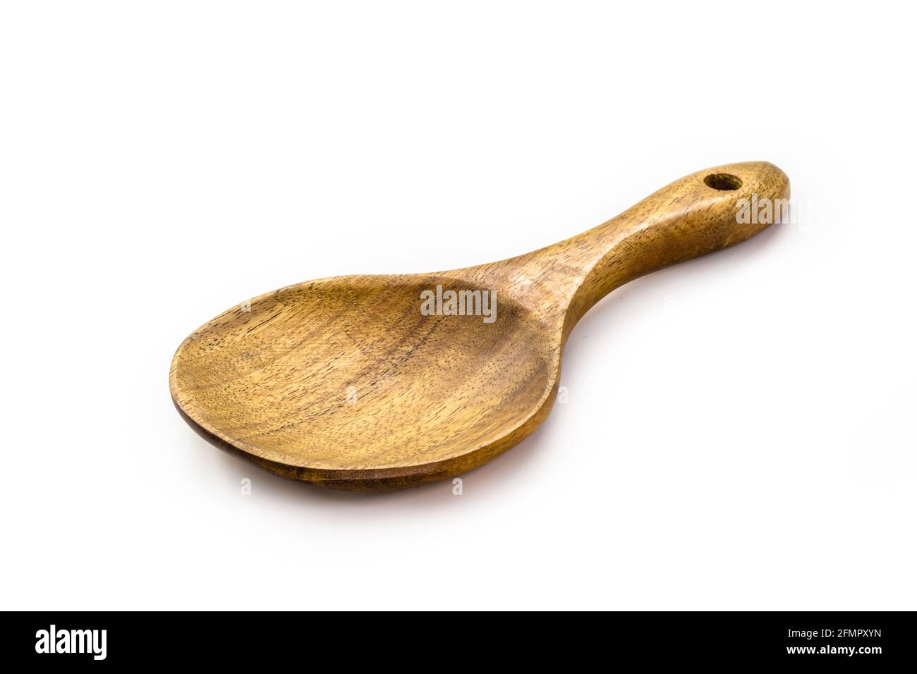 rustic wooden spoon, kitchen utensil on isolated white background Stock ...