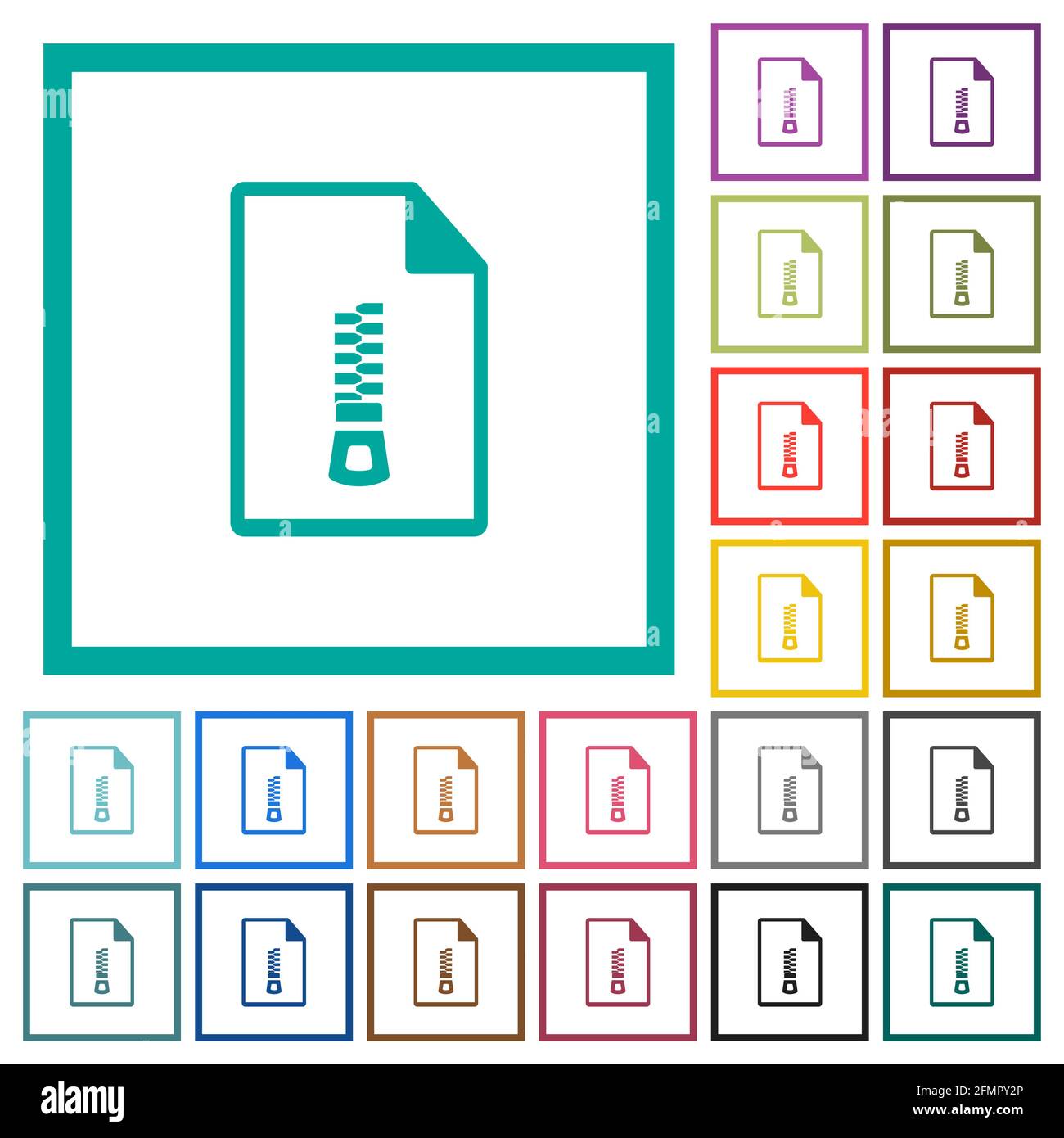 Compressed document flat color icons with quadrant frames on white background Stock Vector Image ...