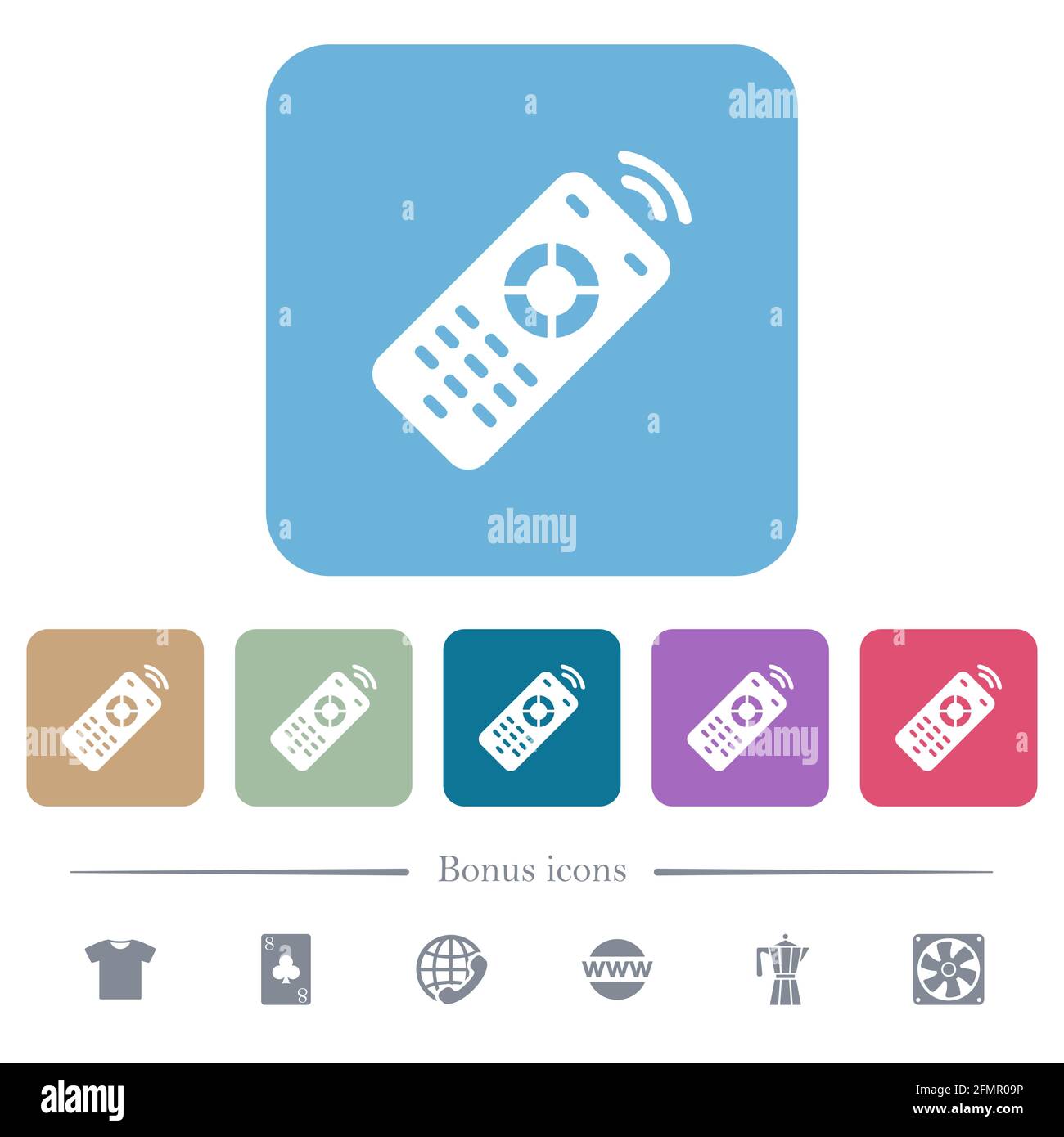 Working remote control white flat icons on color rounded square ...