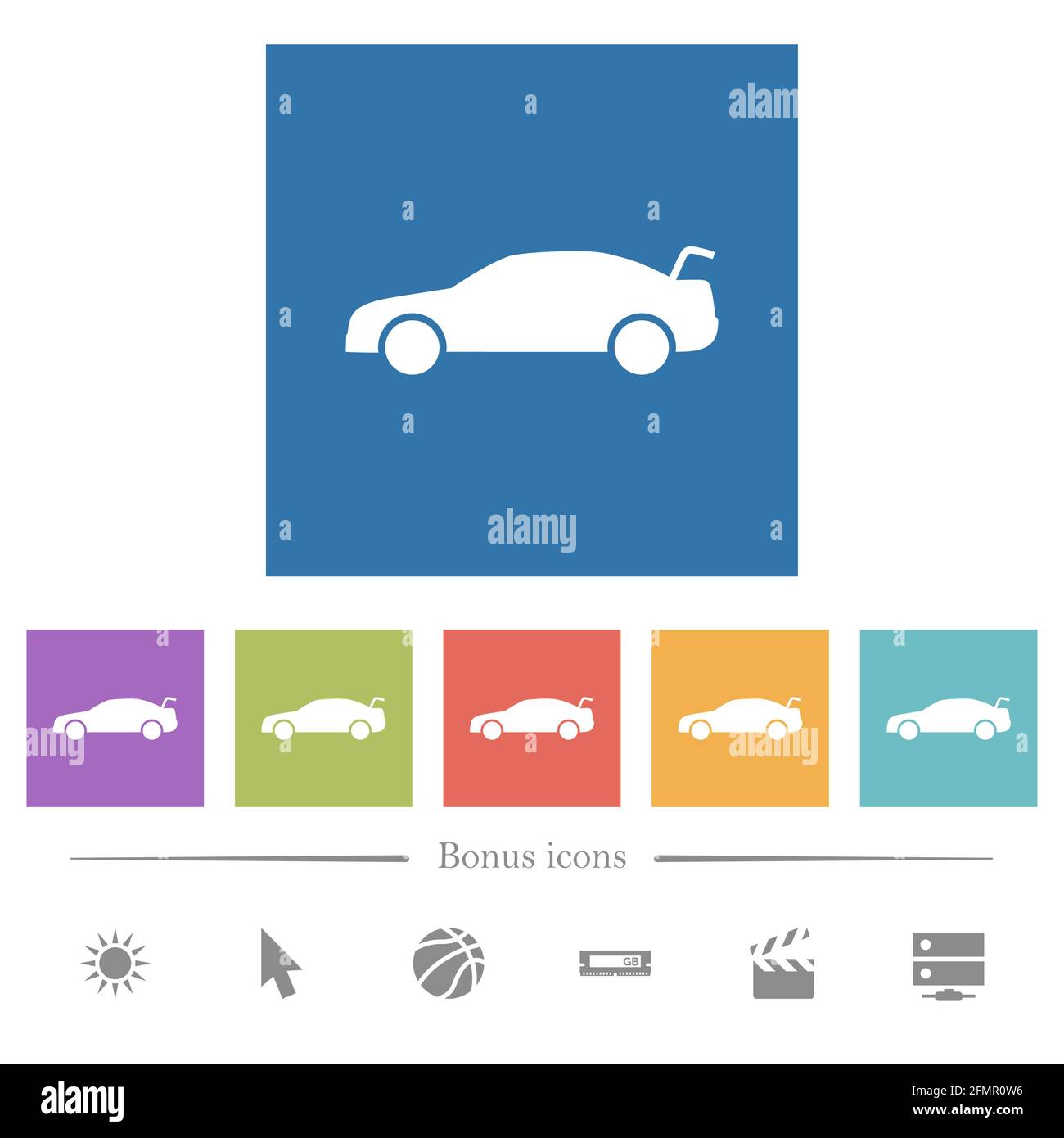 Car trunk open dashboard indicator flat white icons in square ...