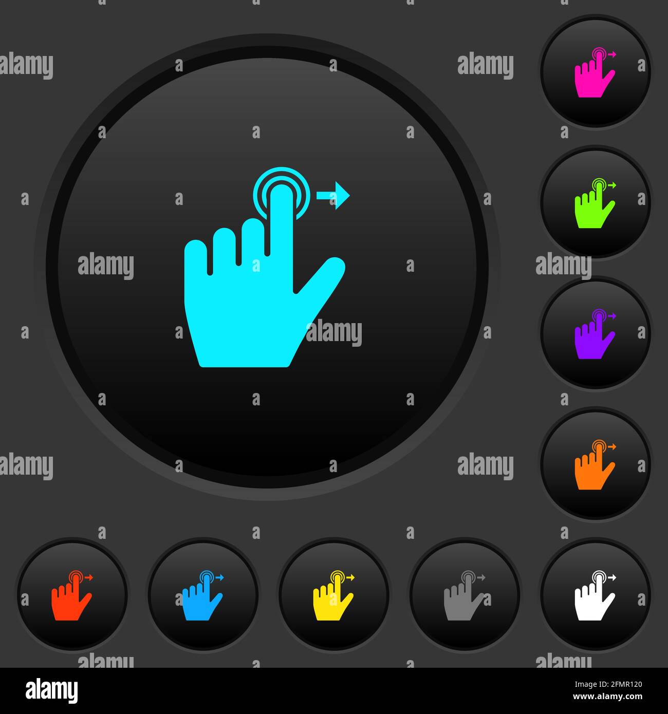 Left handed slide right gesture dark push buttons with vivid color ...