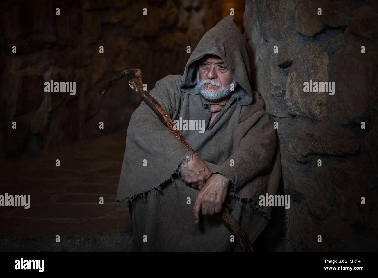 medieval monk is tired and taking a break Stock Photo - Alamy