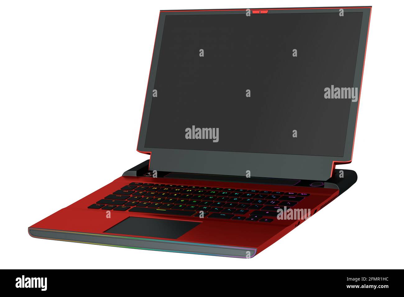 3d rendering of modern gaming colorful laptop on white background Stock ...