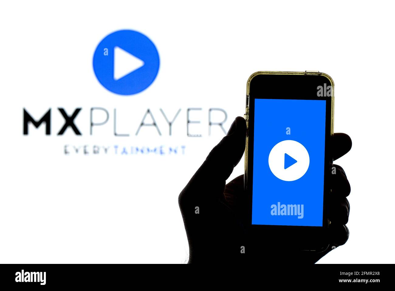 In this photo illustration a MX Player app seen displayed on a ...