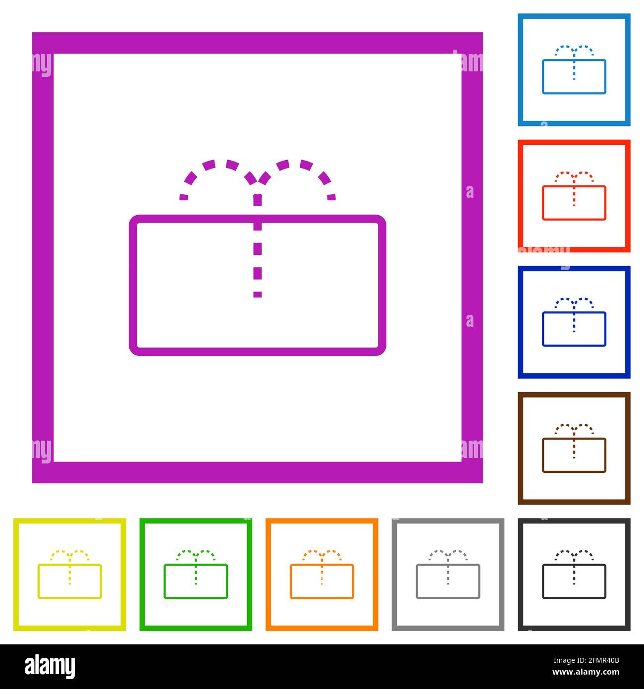 Rear window washer flat color icons in square frames on white ...