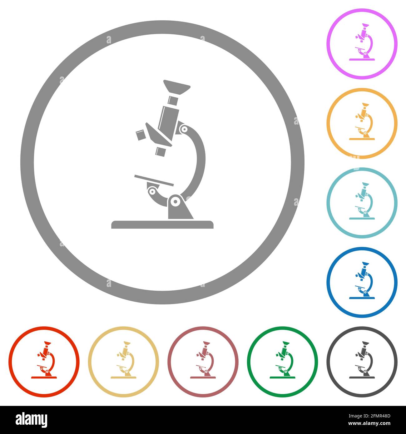Microscope flat color icons in round outlines on white background Stock ...