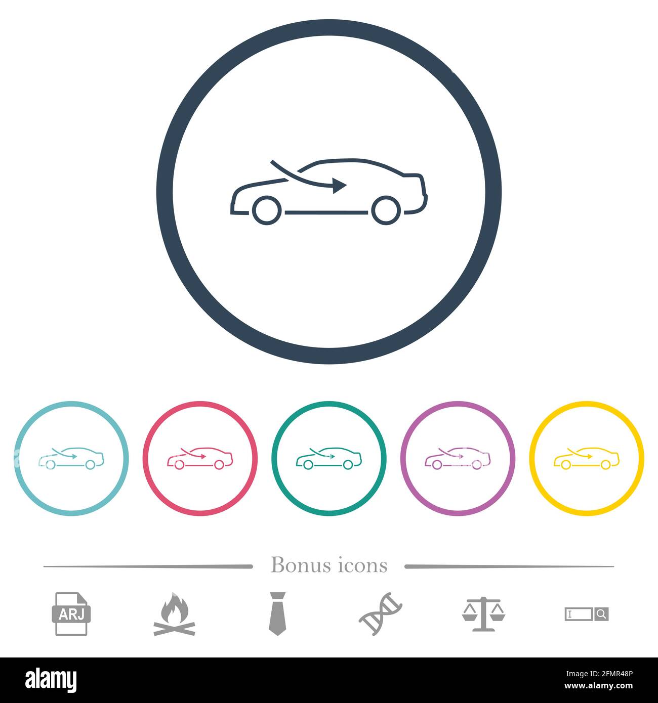 car airflow adjustment external flat color icons in round outlines. 6 ...