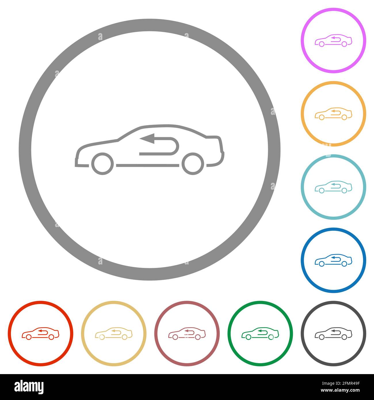 Car airflow adjustment internal flat color icons in round outlines on ...