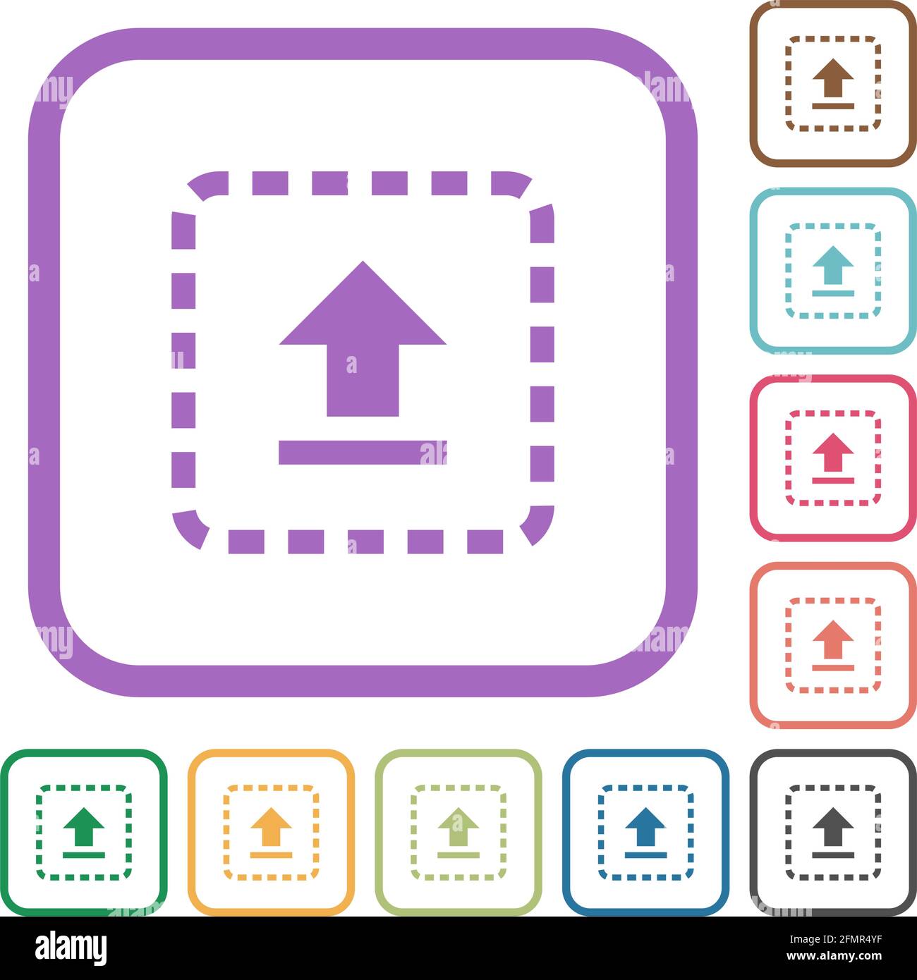 Drag to upload simple icons in color rounded square frames on white ...